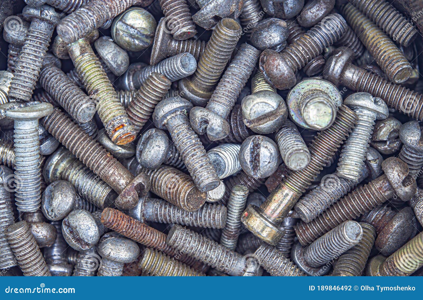Old Used Metal Screws Texture Close Up Stock Photo - Image of head ...