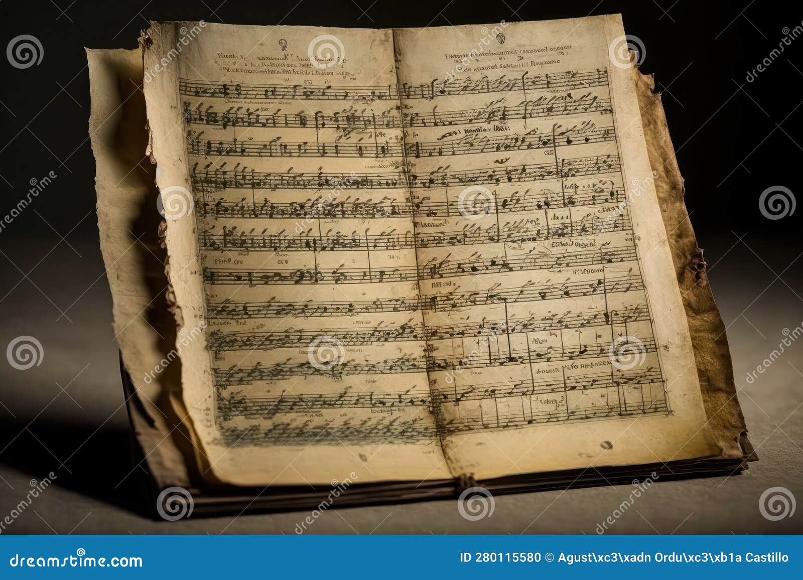 Old and Used Musical Score. Generative AI. Stock Illustration ...