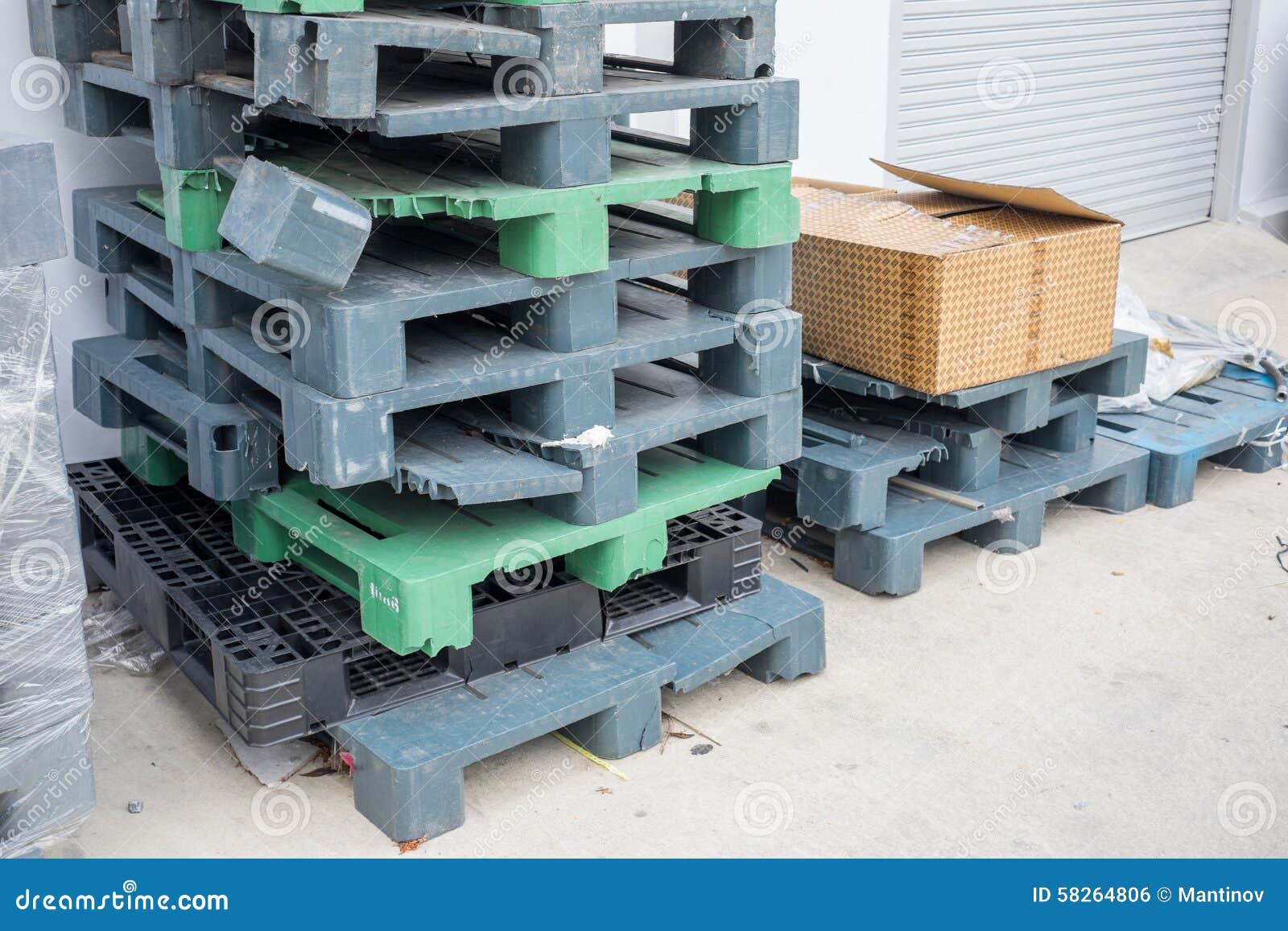 Old Used Pallets Stacking Together Stock Photo - Image of warehouse ...