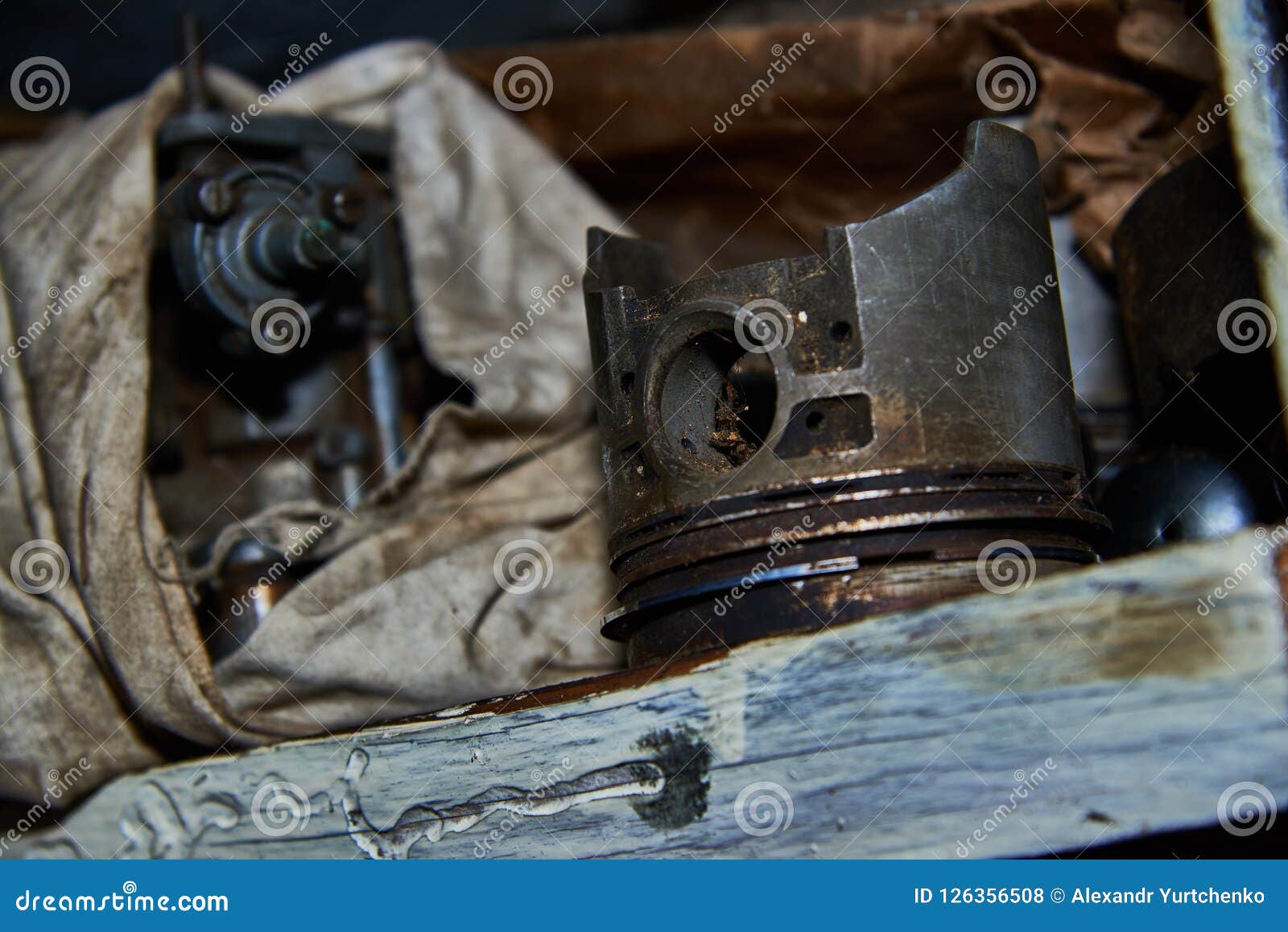 Old used piston stock photo. Image of equipment, alloy - 126356508