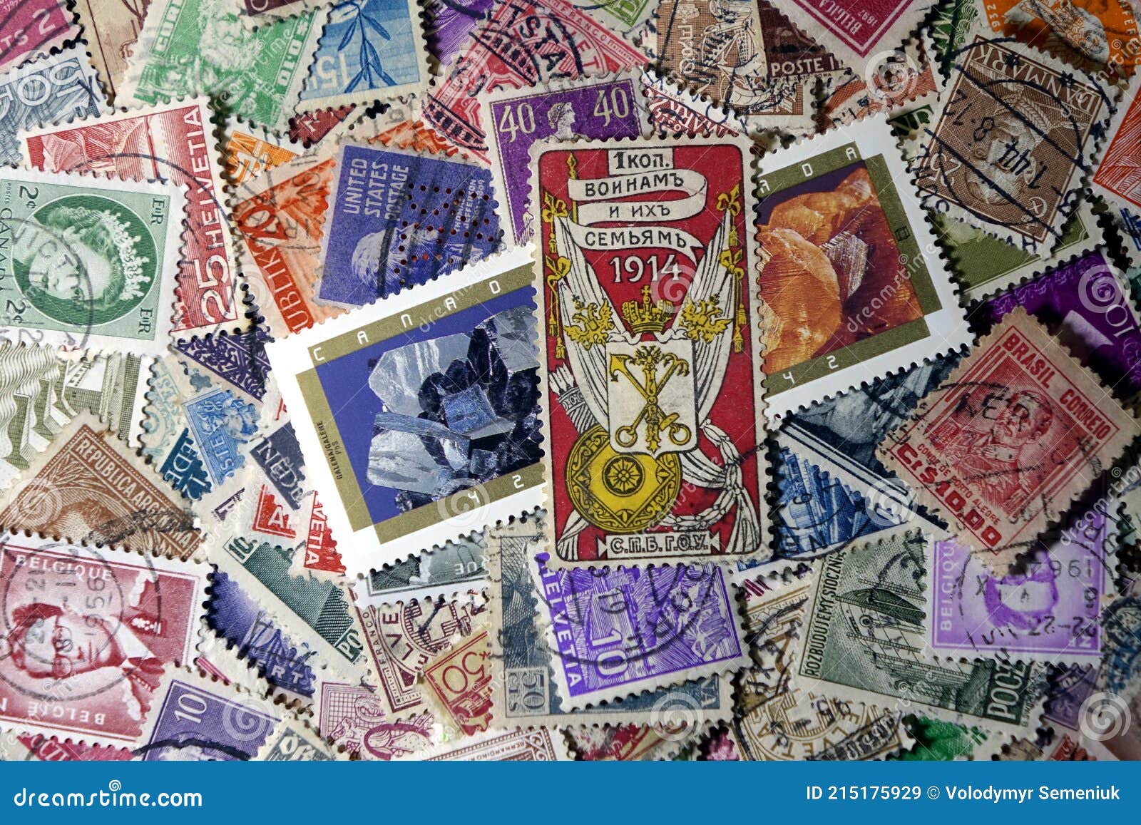 Old Used Postage Stamps of World Editorial Stock Image - Image of ...