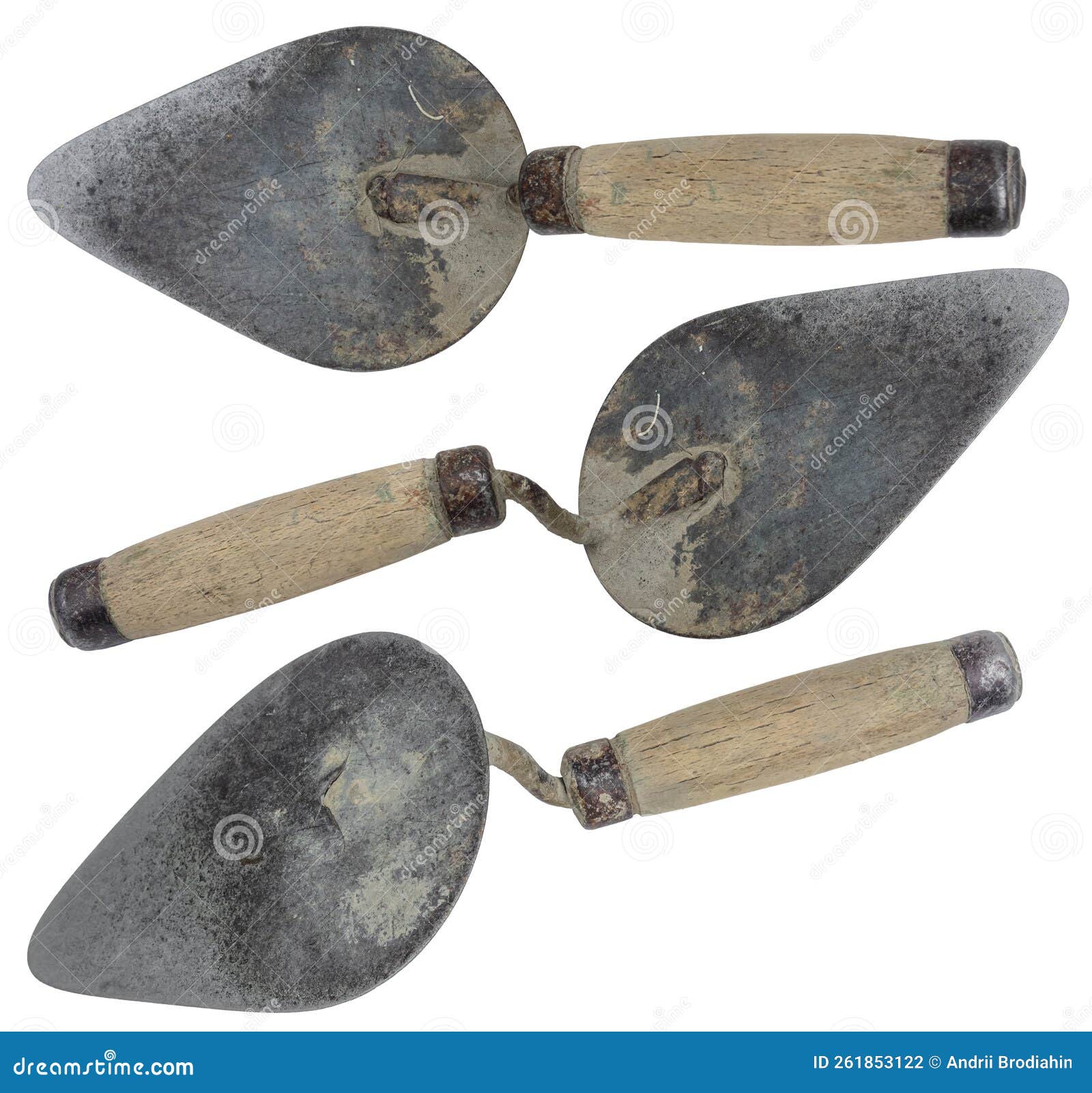 Old Used Rusty Construction Trowel. Different Angles Stock Photo ...