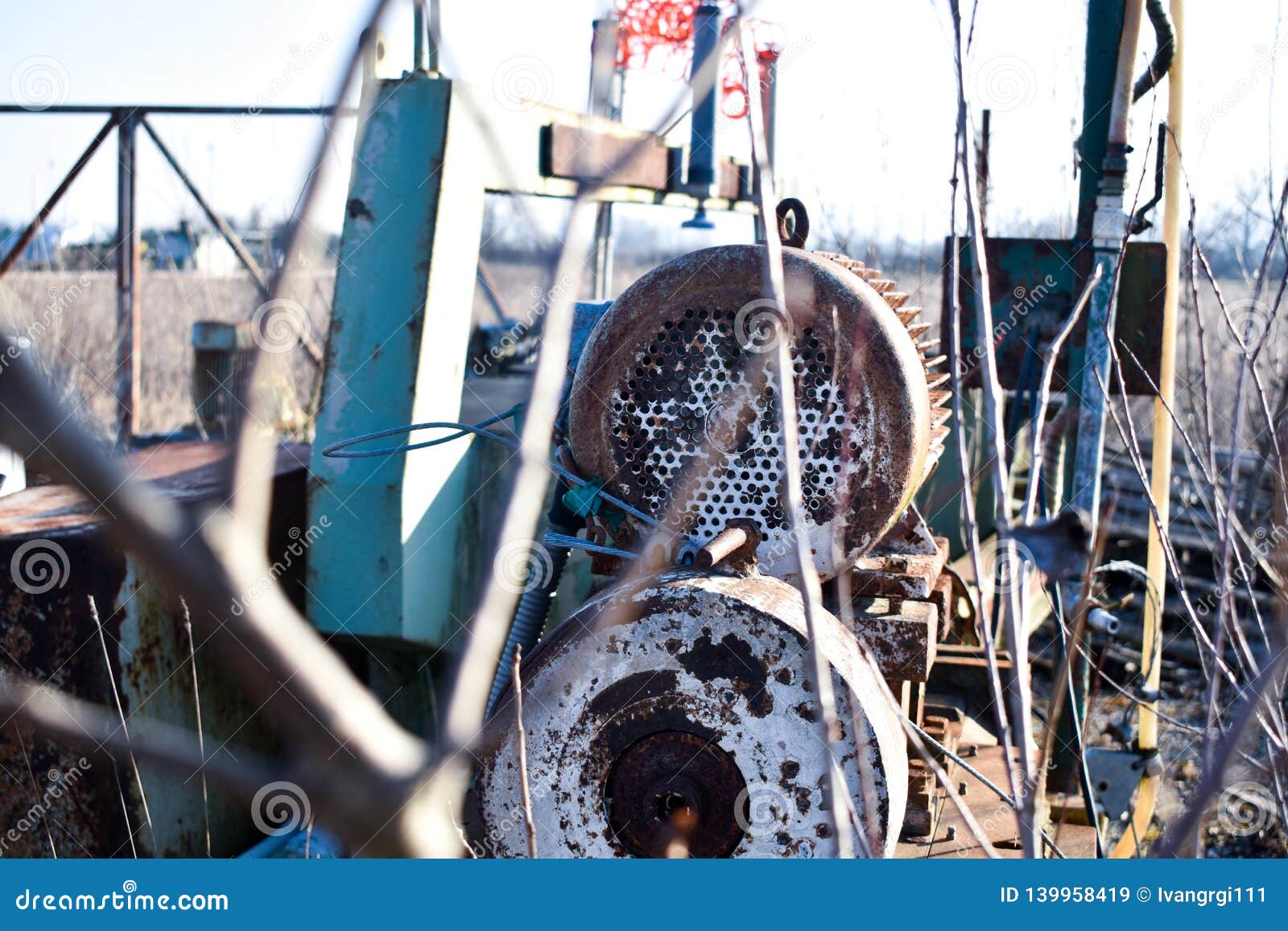Old Used Rusty Metal Stone Processing Machine Stock Image - Image of ...