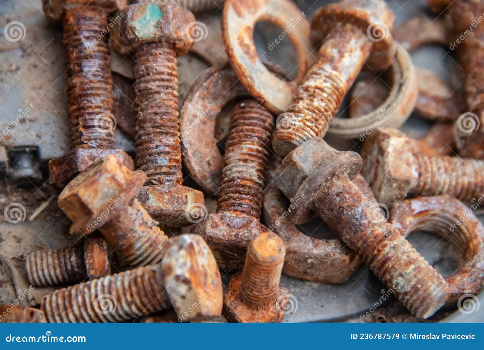 Old Used and Rusty Screws in Mechanical Workshop Stock Image - Image of ...