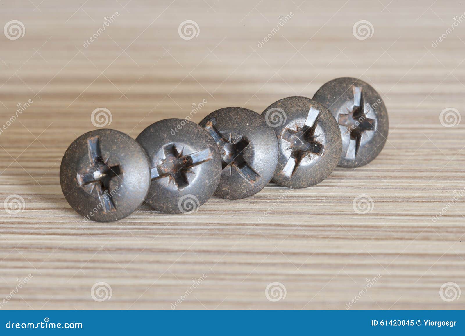 Old Used Screws on a Wooden Bench Stock Image - Image of forming ...