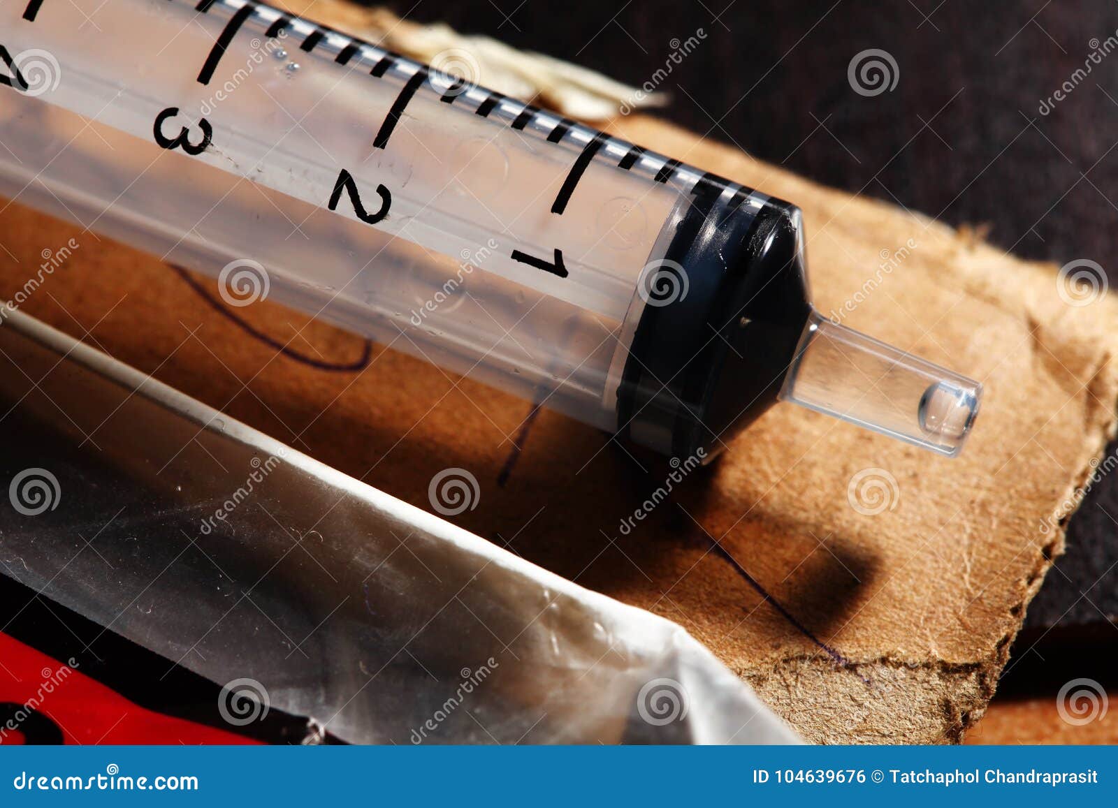 Old used syringe. stock photo. Image of paper, antibiotic - 104639676