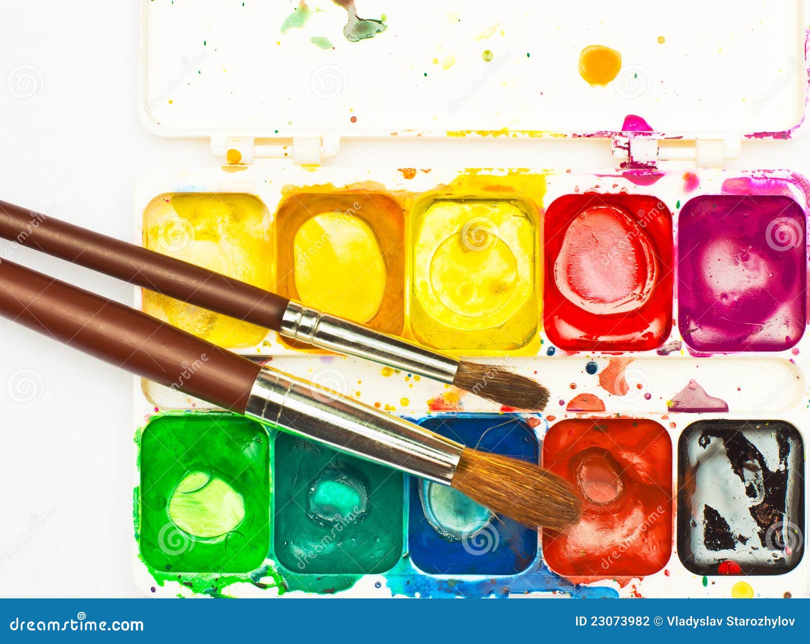 Old Used Watercolor Paint Box Stock Illustration - Illustration of ...