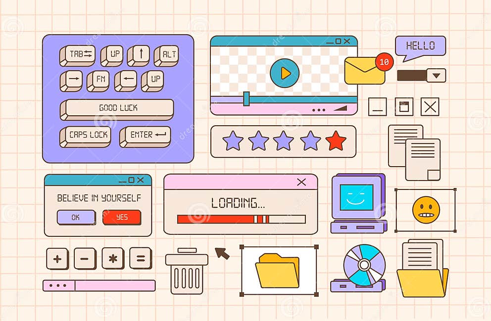 Old User Interface and the Keyboard. Browser Windows in the Vaporwave ...