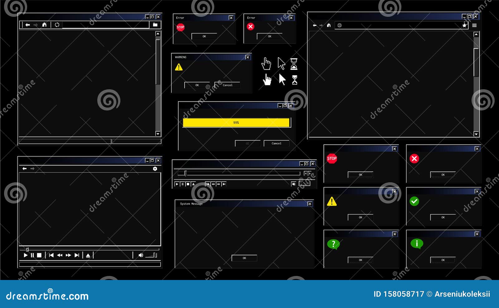 Old User Interface in Modern Dark Mode. Stock Vector - Illustration of ... Old User Interface in Modern Dark Mode. Stock Vector - Illustration of ...
