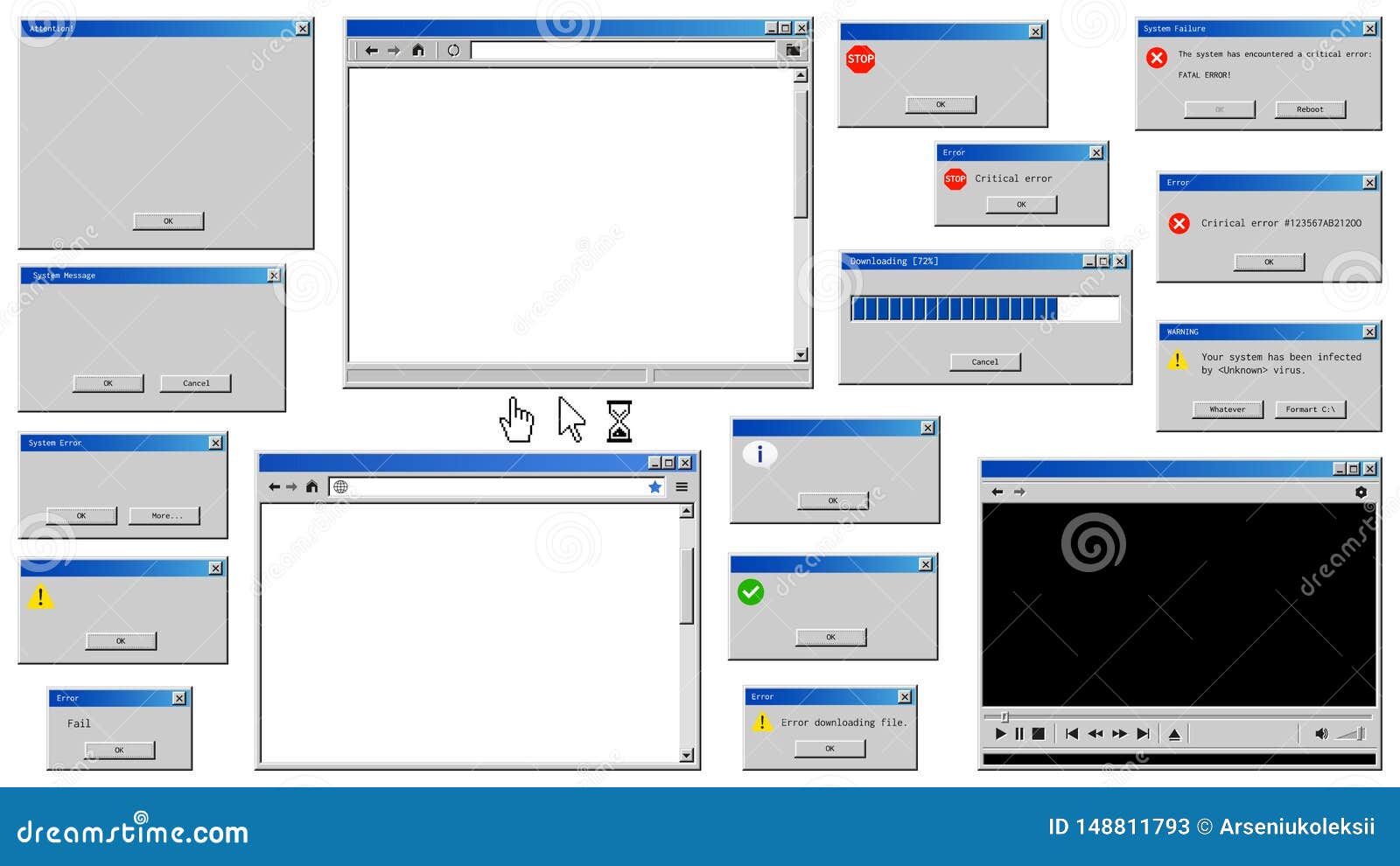 Old User Interface Windows. Stock Vector - Illustration of pixel, hand ... Old User Interface Windows. Stock Vector - Illustration of pixel, hand ...