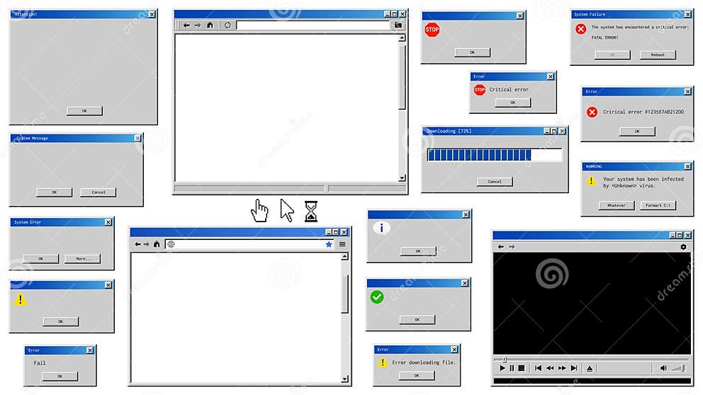 Old User Interface Windows. Stock Vector - Illustration of pixel, hand ...