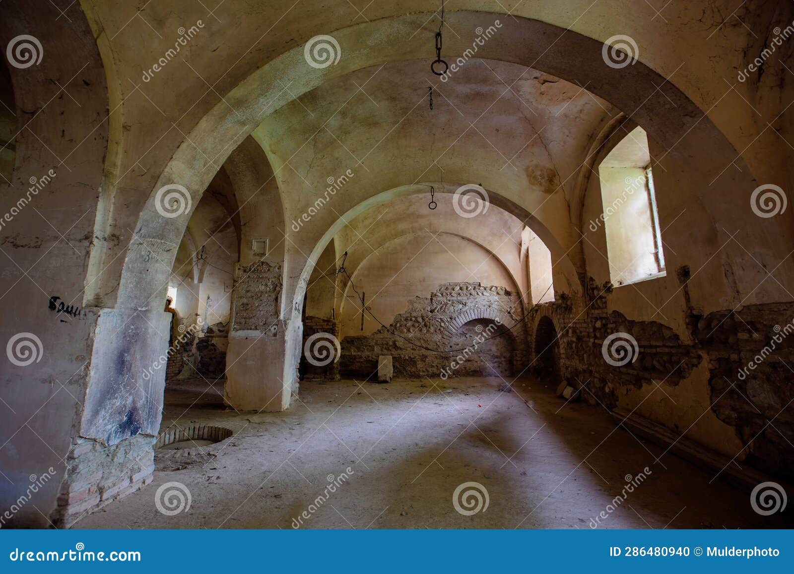Old Vaulted Basement Under Abandoned Castle Stock Photo - Image of ...