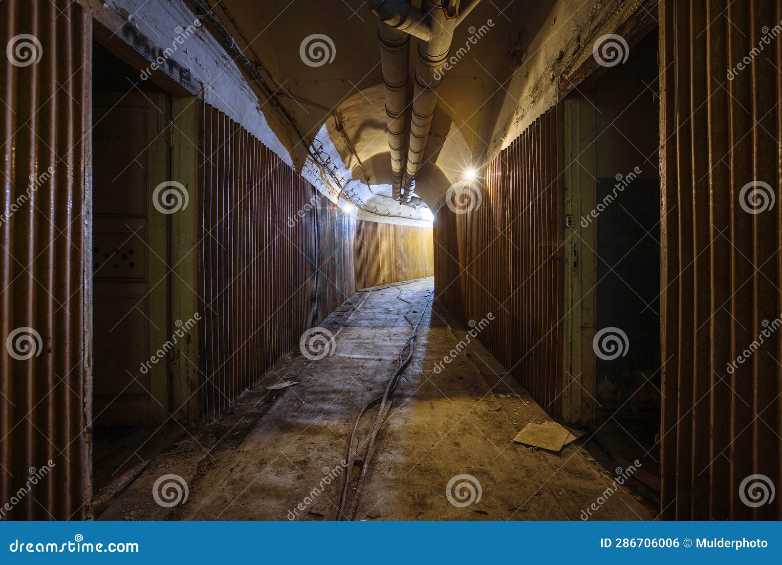 Old Vaulted Corridor of Soviet Bunker, Echo of Cold War Stock Photo ...