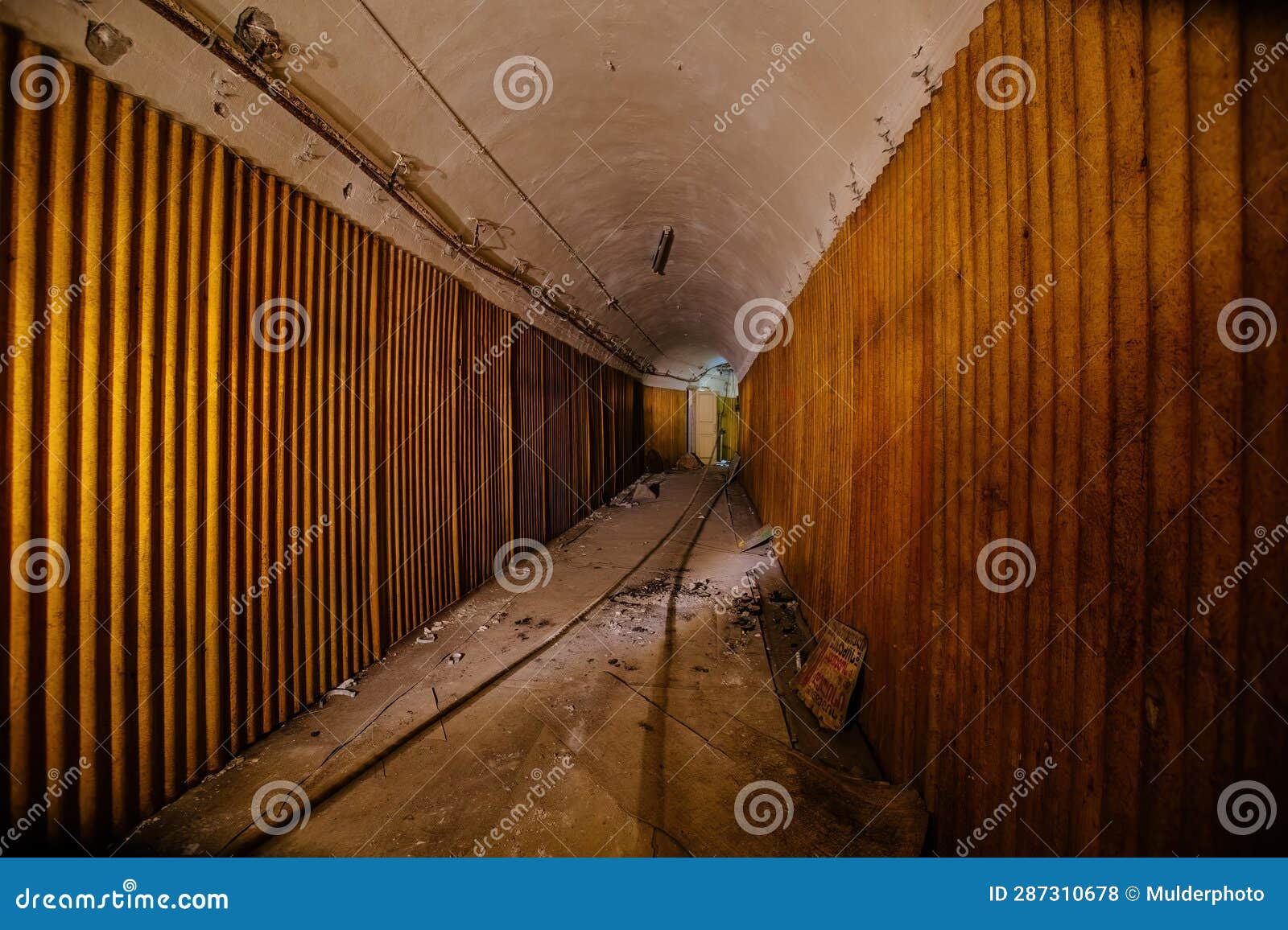Old Vaulted Corridor of Soviet Bunker, Echo of Cold War Stock Photo ...