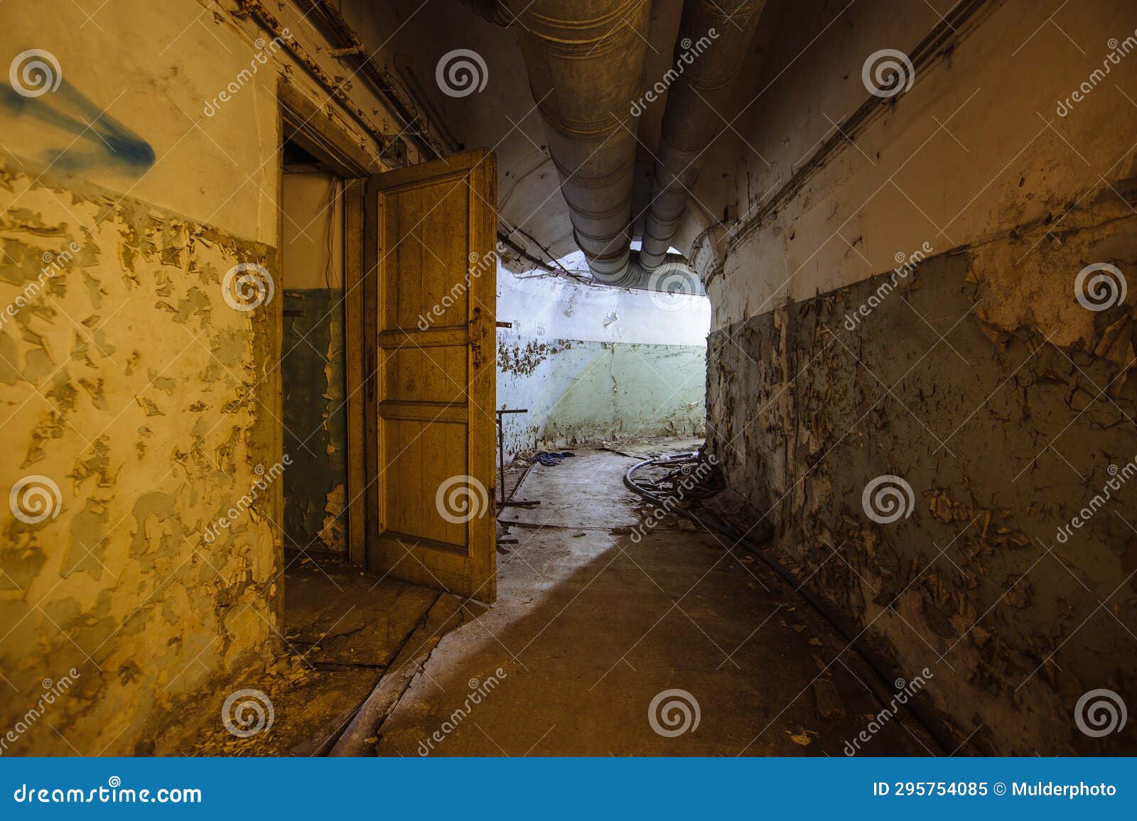 Old Vaulted Corridor of Soviet Bunker, Echo of Cold War Stock Image ...