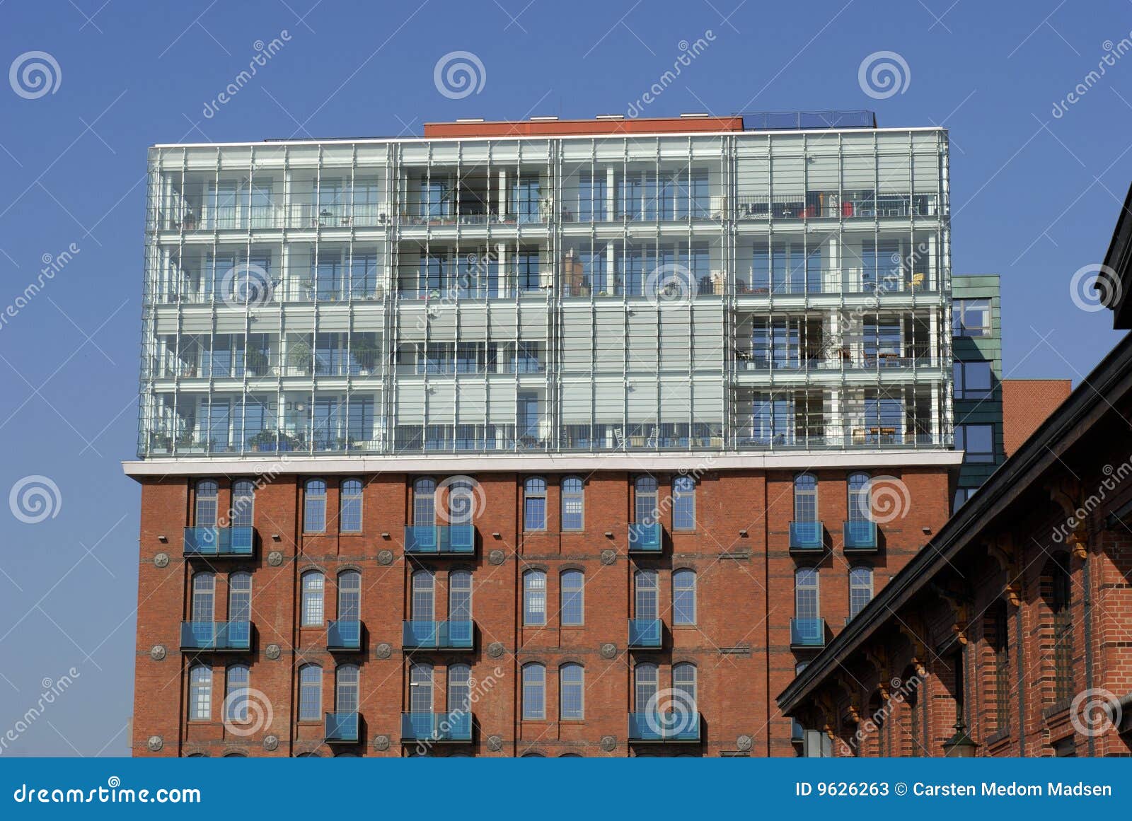 Old Versus New in the Same Building Stock Image - Image of tower, style ...
