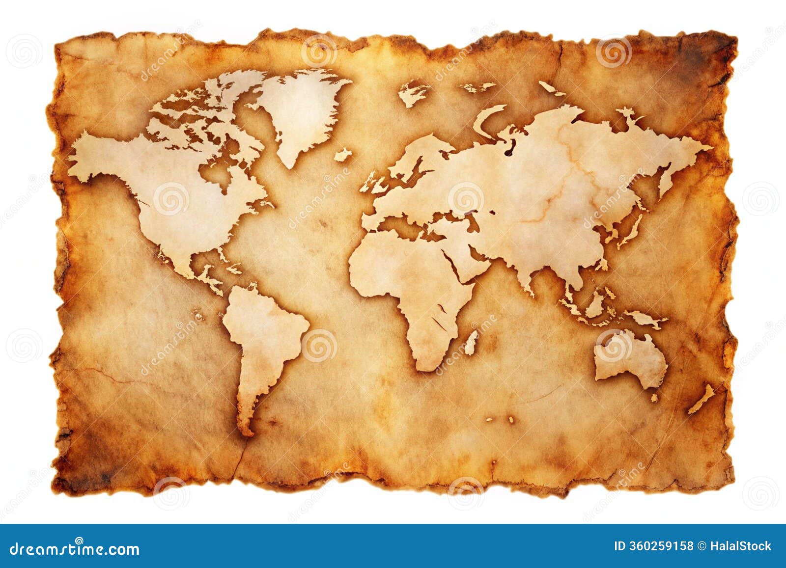 Old Vertical Paper or Map with Burnt and Curved Edges Isolated Stock ...