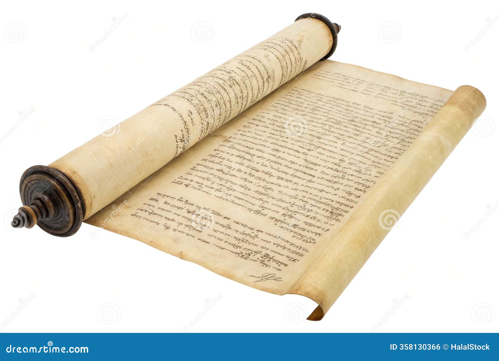 Old Vertical Paper Scroll or Parchment Isolated on White Stock ...