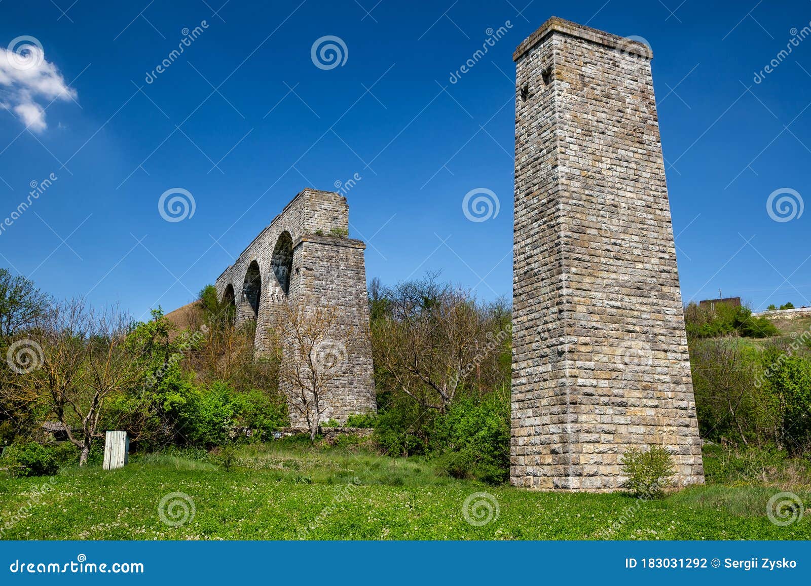 Old Viaduct. Unfinished Railway Bridge Made of Stone Stock Photo ...