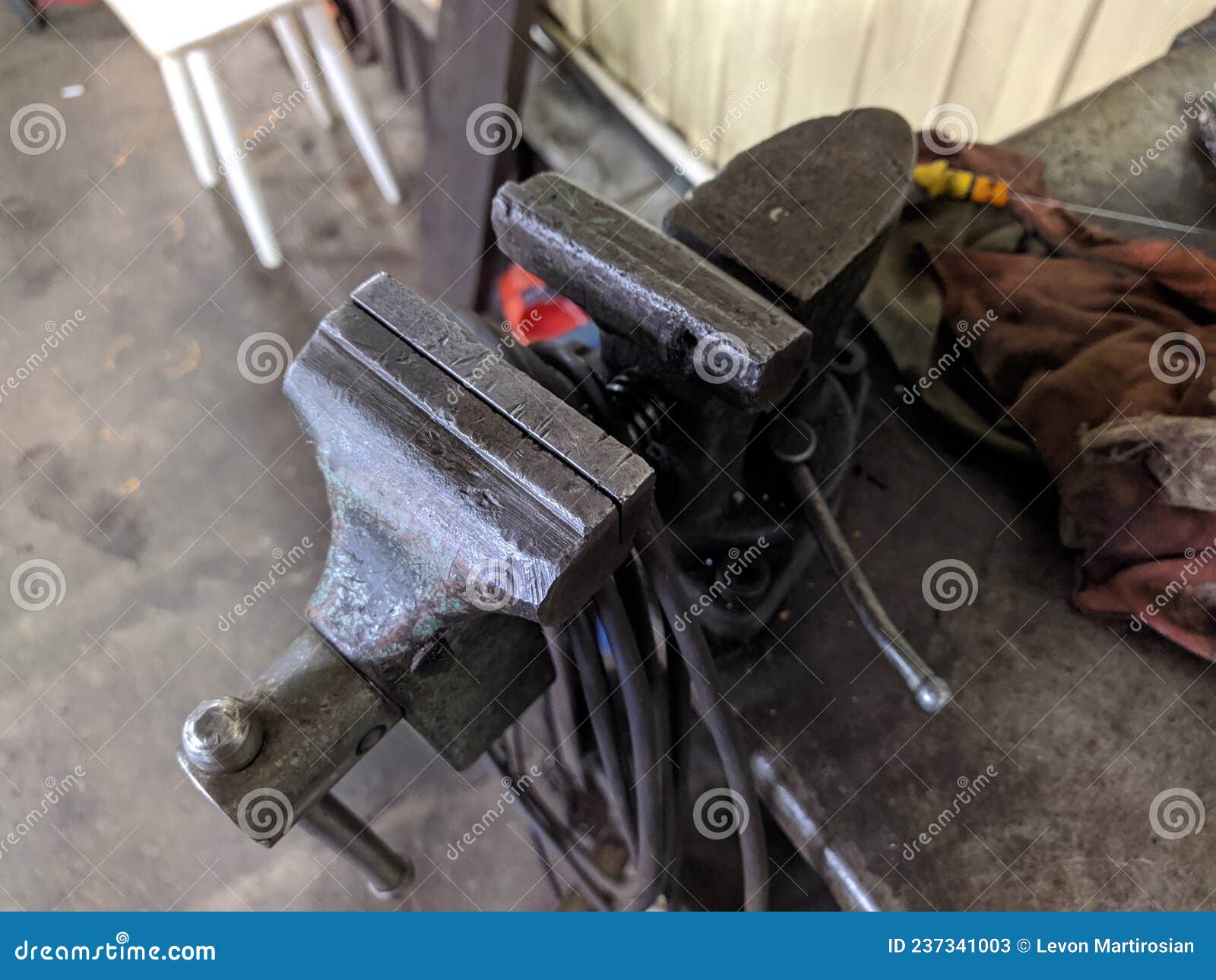 Old Vice in the Garage Closeup Photo. Stock Image - Image of repair ...