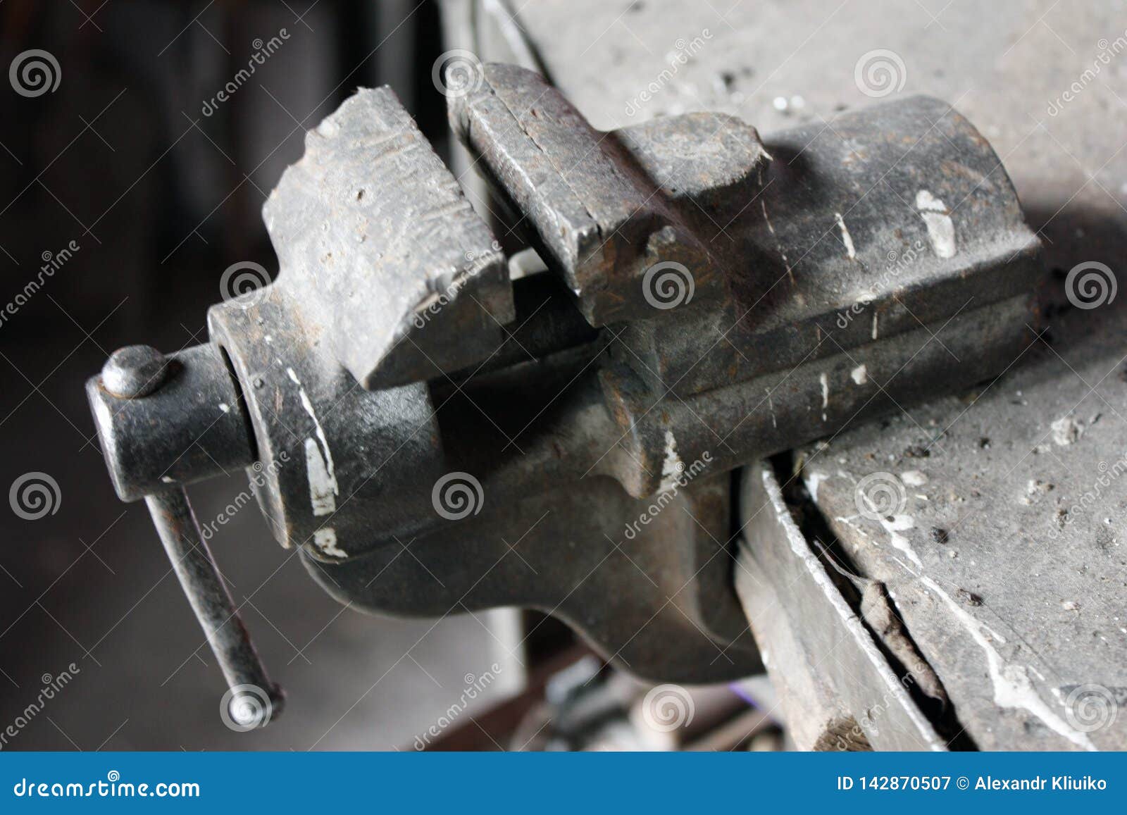 Old Vice on the Workbench in the Workshop Stock Image - Image of clamp ...