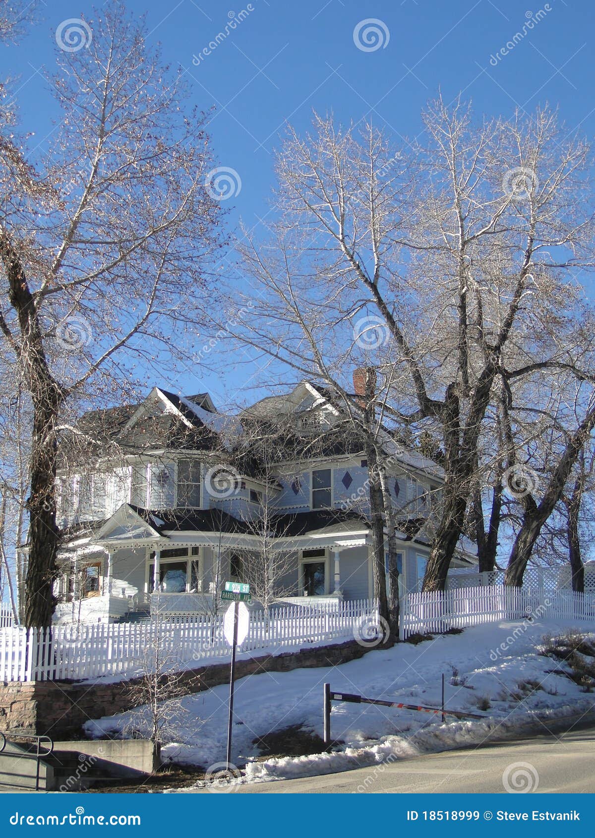 Old Victorian House in Winter Snow Stock Image - Image of white ...