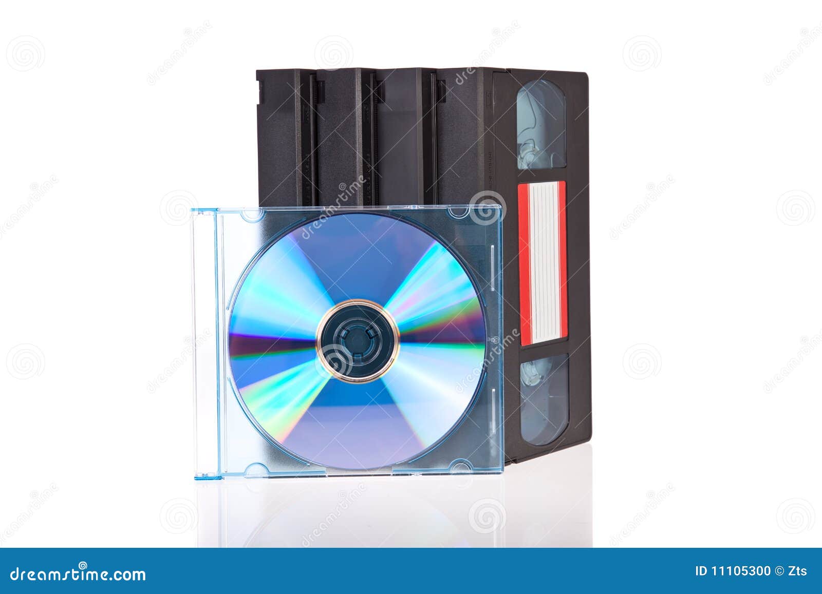 Old Video Cassette Tapes With A DVD Disc Stock Photo - Image: 11105300