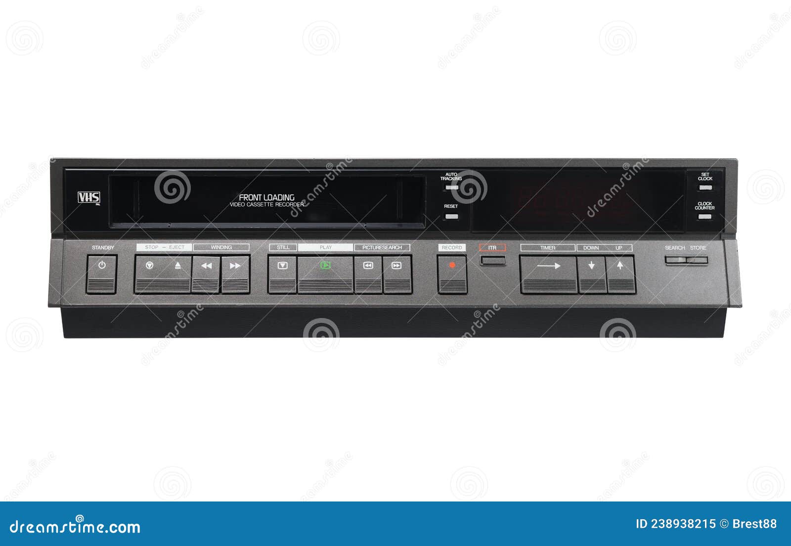 Old Video Recorder 1980s 1990s Isolated on White Background. Front View ...