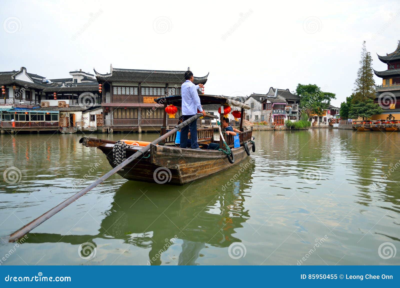 Old Village by River in Shanghai with Boat Editorial Image - Image of ...