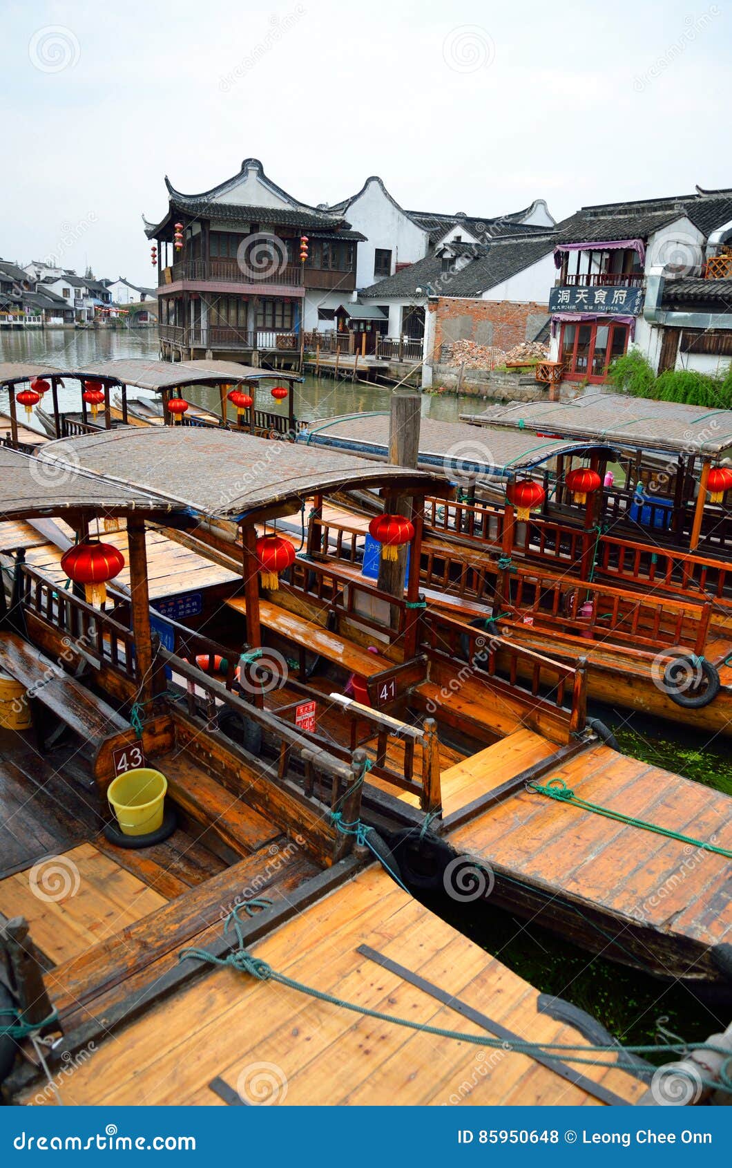 Old Village by River in Shanghai with Boat Editorial Stock Photo ...