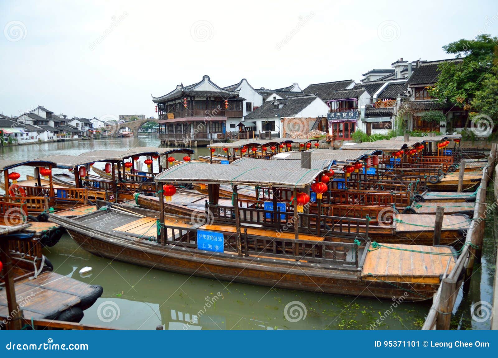 Old Village by River in Shanghai with Boat Editorial Photo - Image of ...