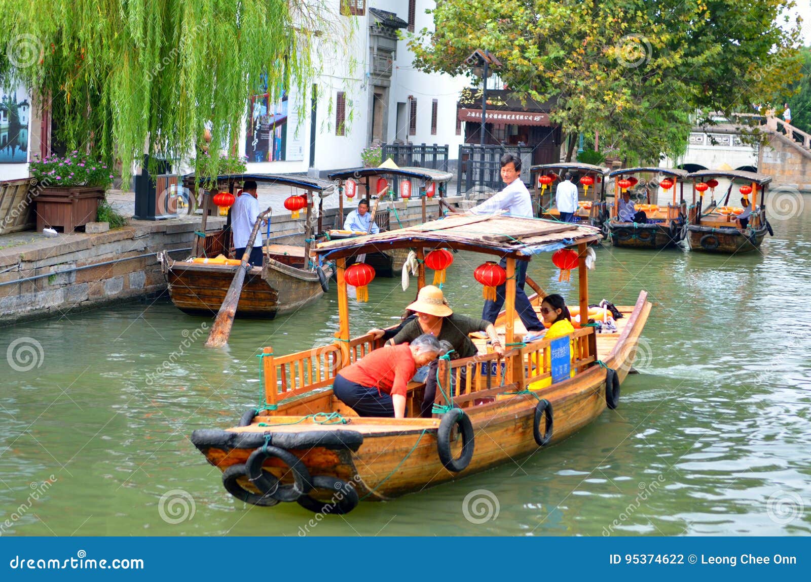 Old Village by River in Shanghai with Boat Editorial Photography ...