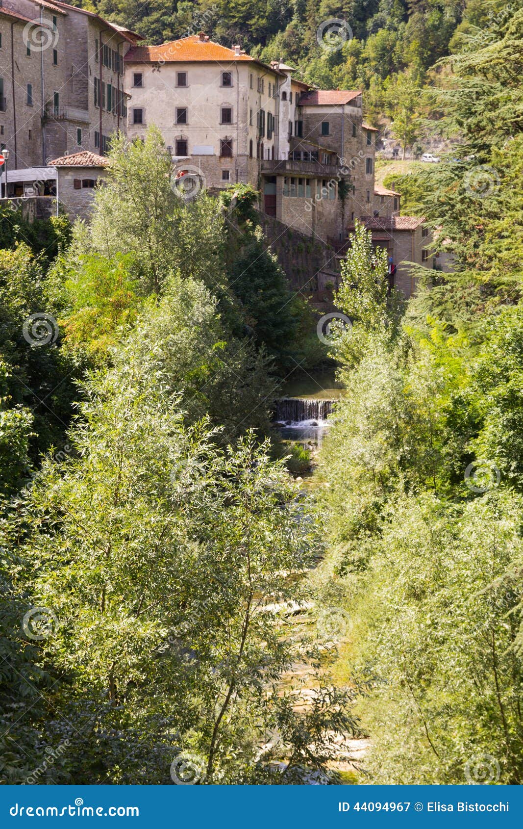 Old village on the river stock image. Image of tuscany - 44094967