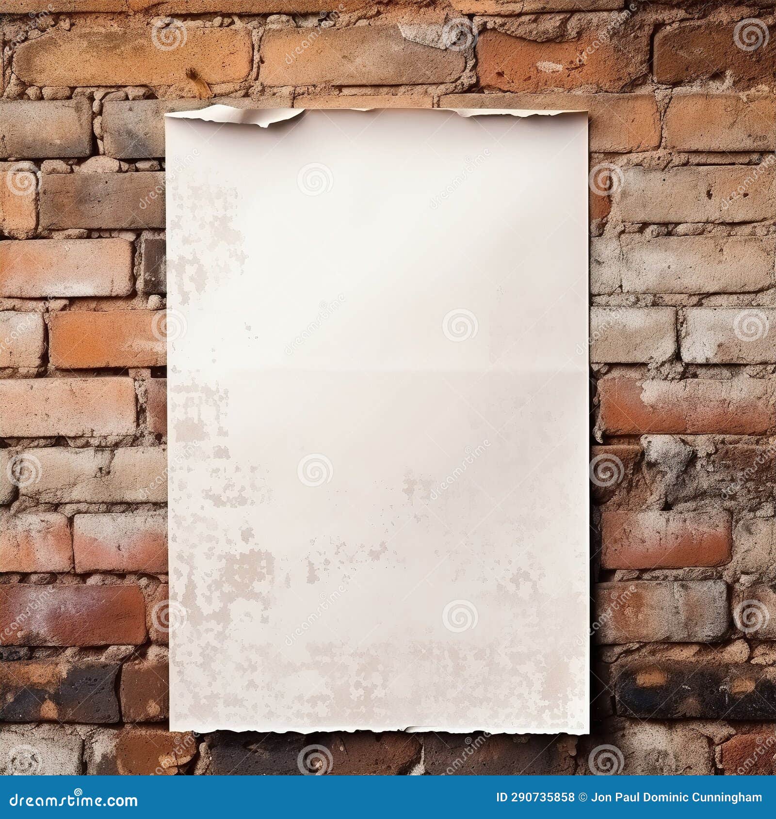 Old Vintage Aged Weathered Blank Empty Poster Bill Rustic Brick Wall ...