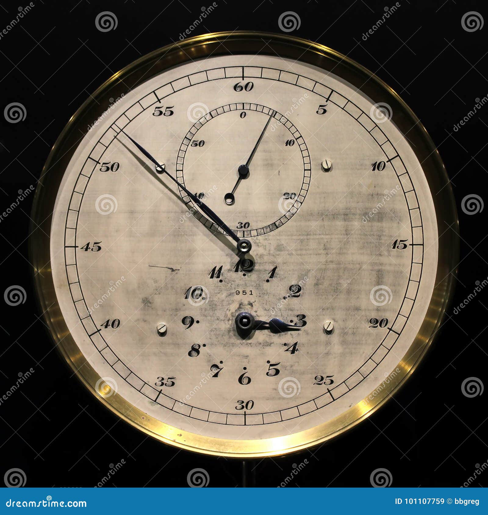 Old Vintage Analog Stopwatch and Clock, on Black Stock Image - Image of ...