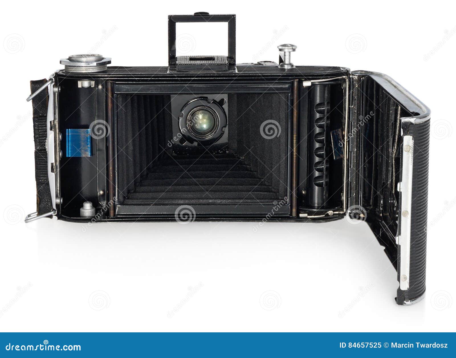 Old, Vintage, Antique Camera, View Of The Back Open Inside Mechanism ...