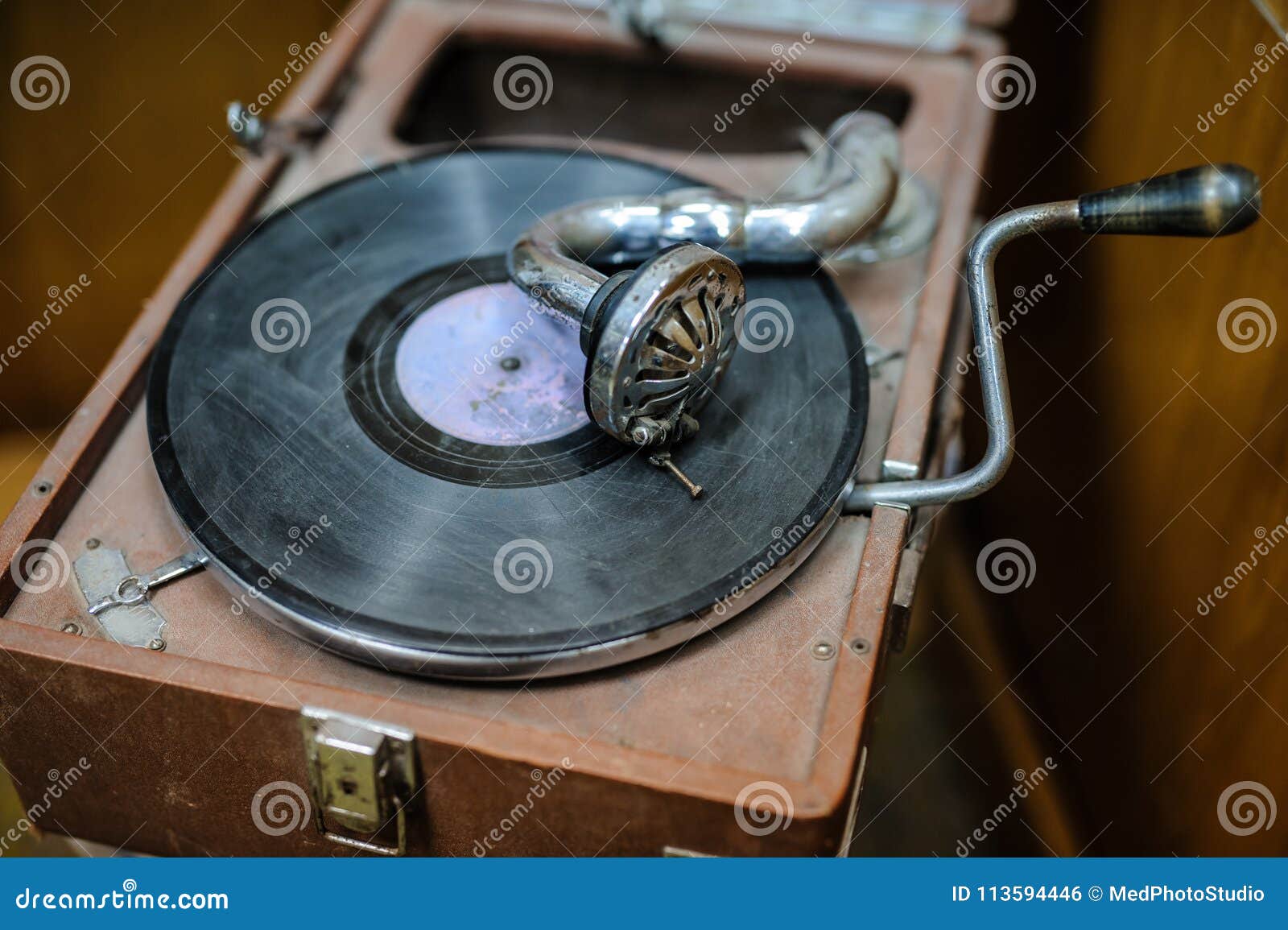 Old Vintage Antique Gramophone. Stock Photo - Image of patifon ...