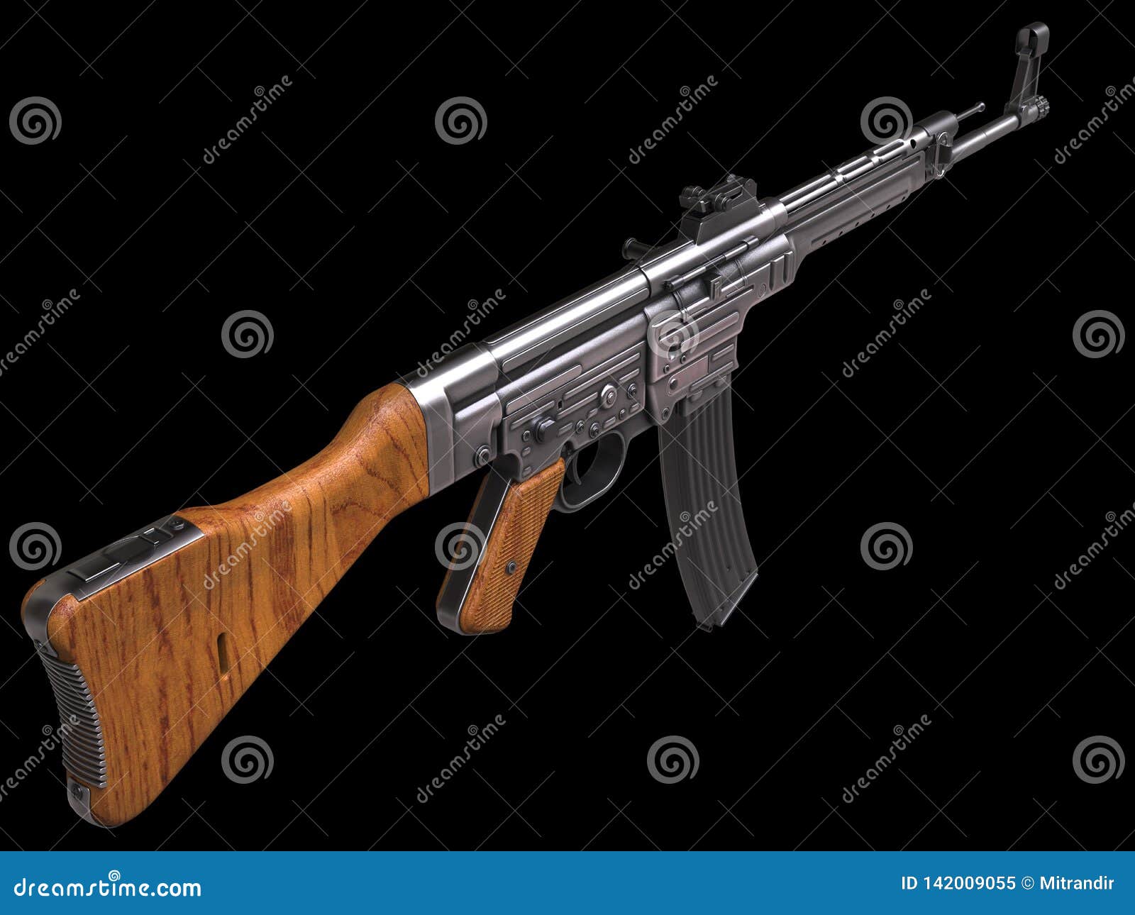 Old Vintage Assault Rifle - Top Down View Stock Illustration ...