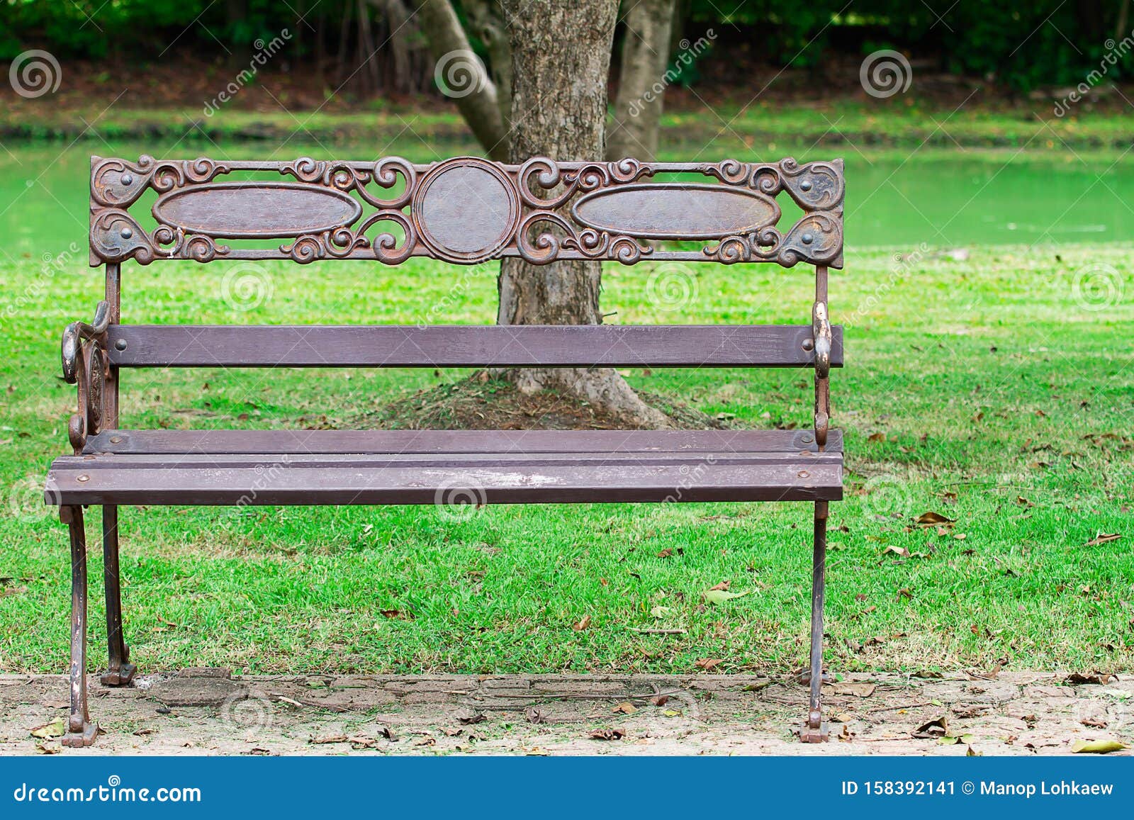 Old Vintage Grunge Rusty Iron and Wooden Bench in the Park Stock Image ...