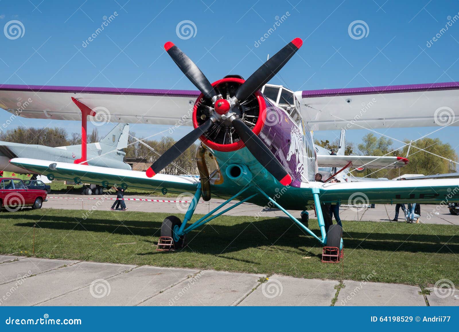 Old vintage biplane editorial stock image. Image of propeller - 64198529