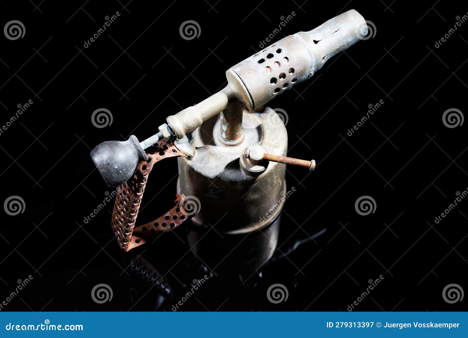 Old And Vintage Blow Torch Isolated On Black Background Royalty-Free ...