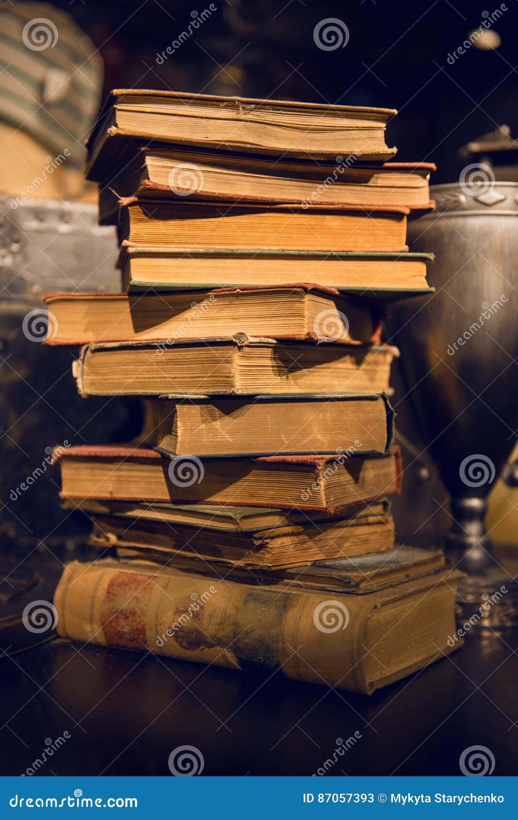 Old Vintage Books with Yellow Pages in the Library. Stock Image - Image ...