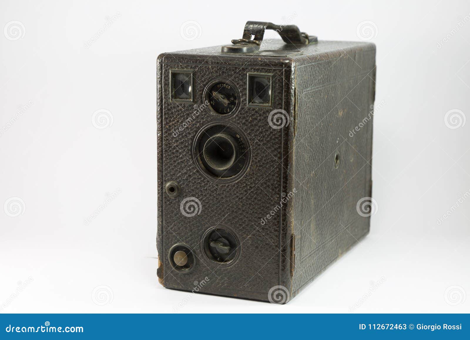 Old Vintage Box Camera on White Background Stock Image - Image of focus ...