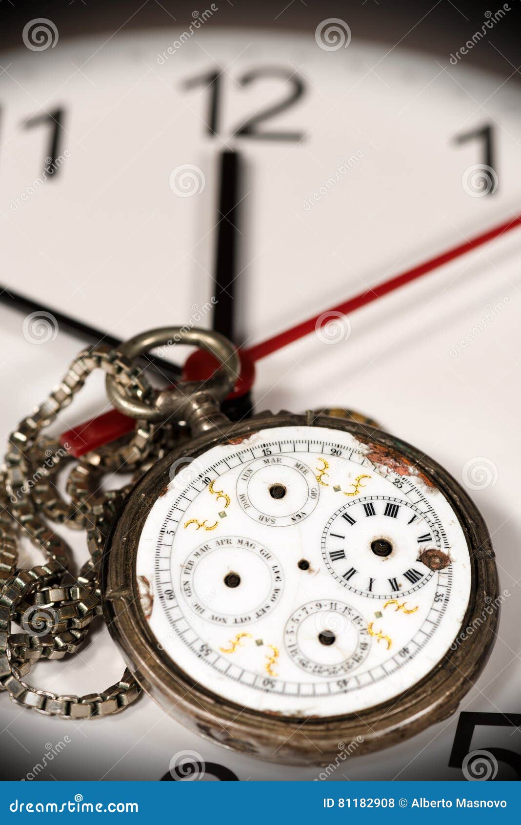 Old and Vintage Broken Pocket Watch Stock Photo - Image of hour ...