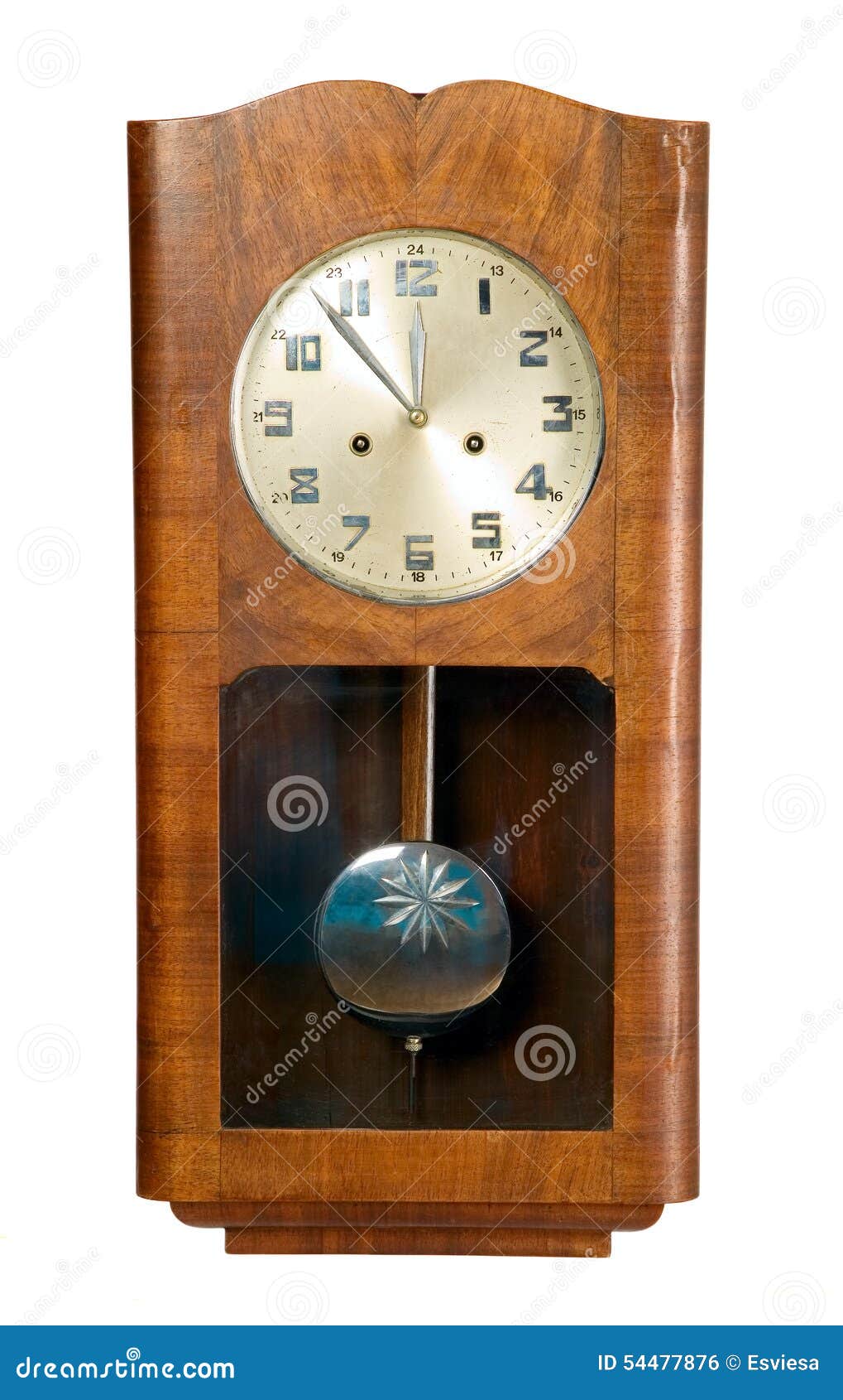 Old Vintage Brown Clock Made from Wood Stock Photo - Image of design ...
