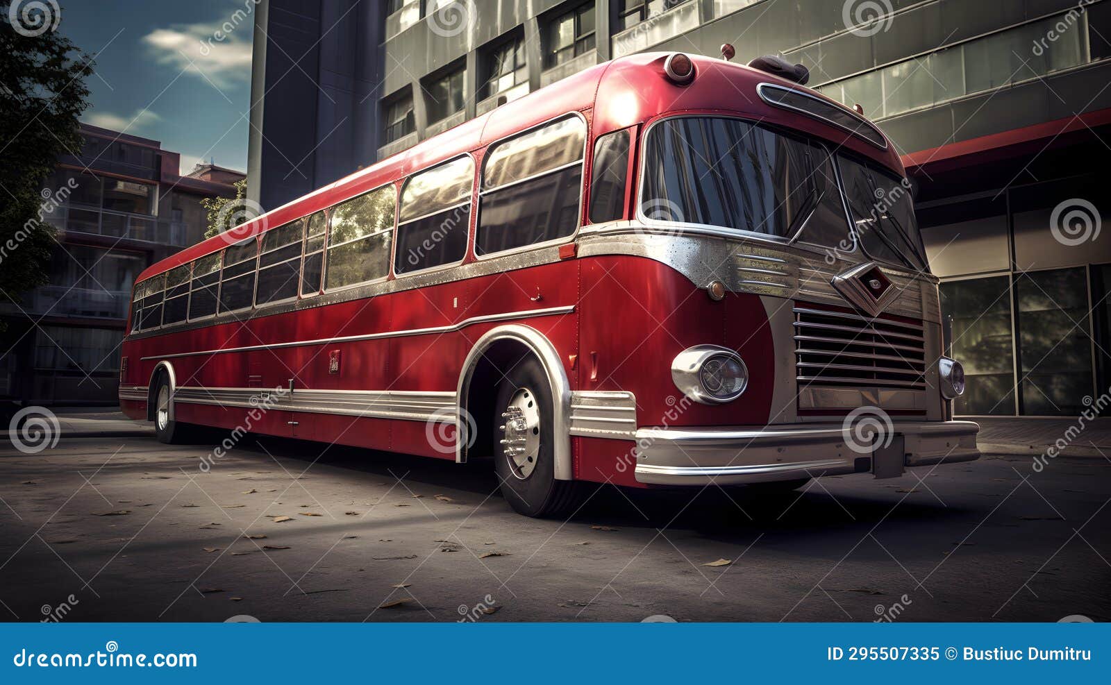 Old Vintage Bus on a Small City Road Stock Illustration - Illustration ...