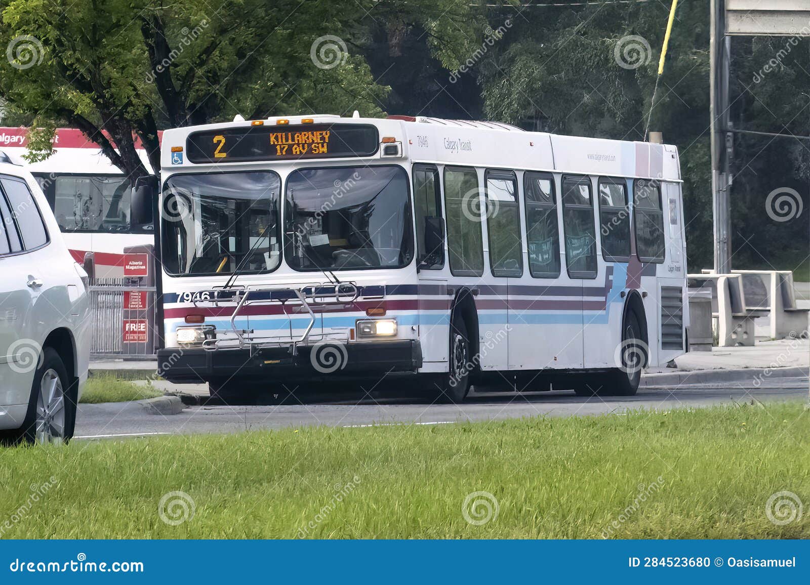 An Old Vintage Calgary Transit Bus on the Route during Summer Editorial ...