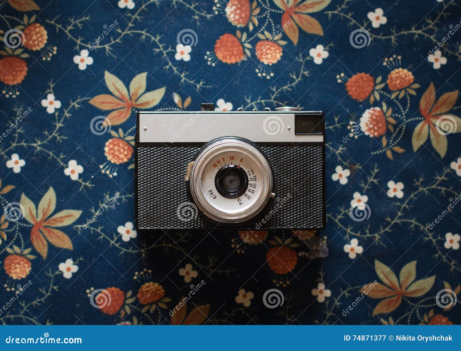Old Vintage Camera on a Fabric Background Stock Image - Image of space ...