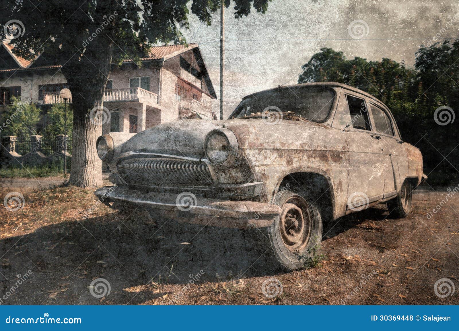Old Vintage Car, Grunge Postcard Stock Photo - Image of aged, antique ...