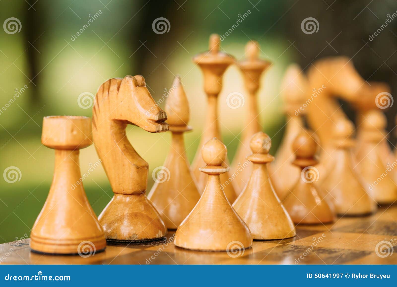 Old Vintage Chess Standing on Chessboard Stock Image - Image of piece ...